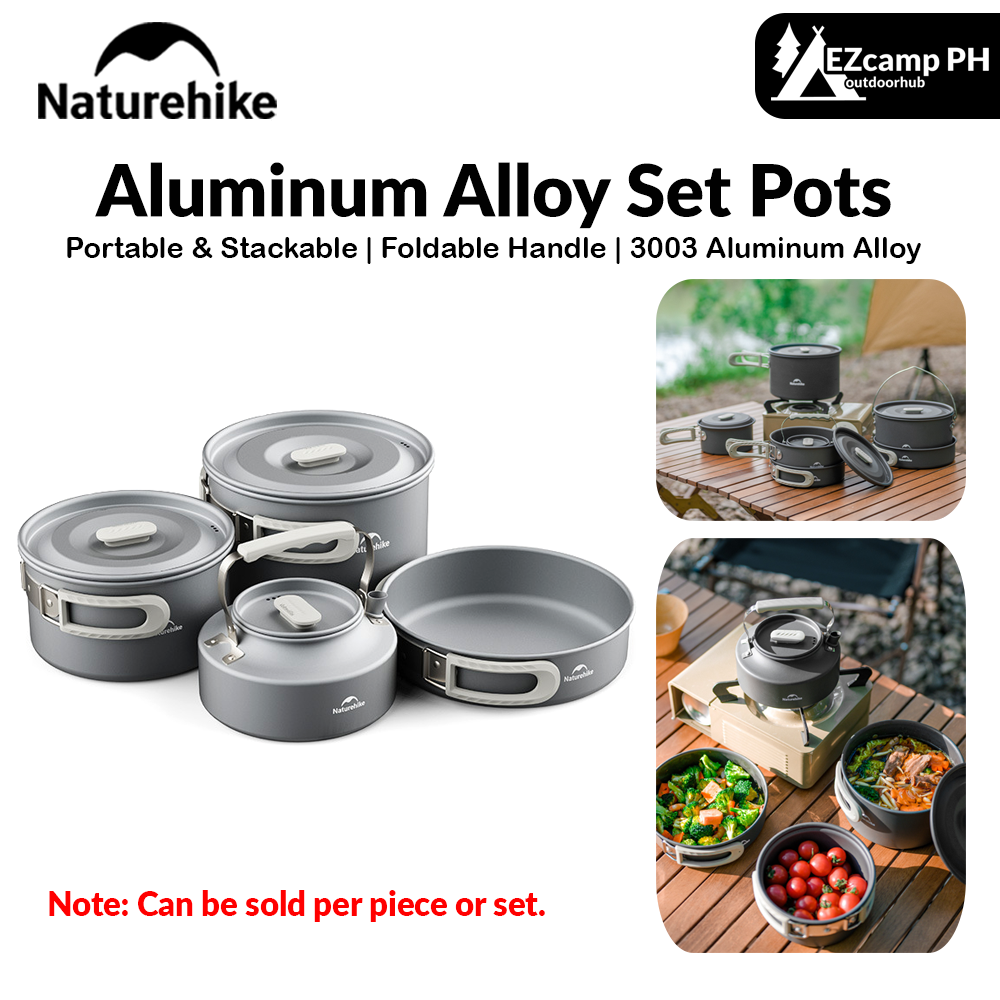 Naturehike Aluminum Alloy Set Pots Portable Lightweight Tableware Pot ...