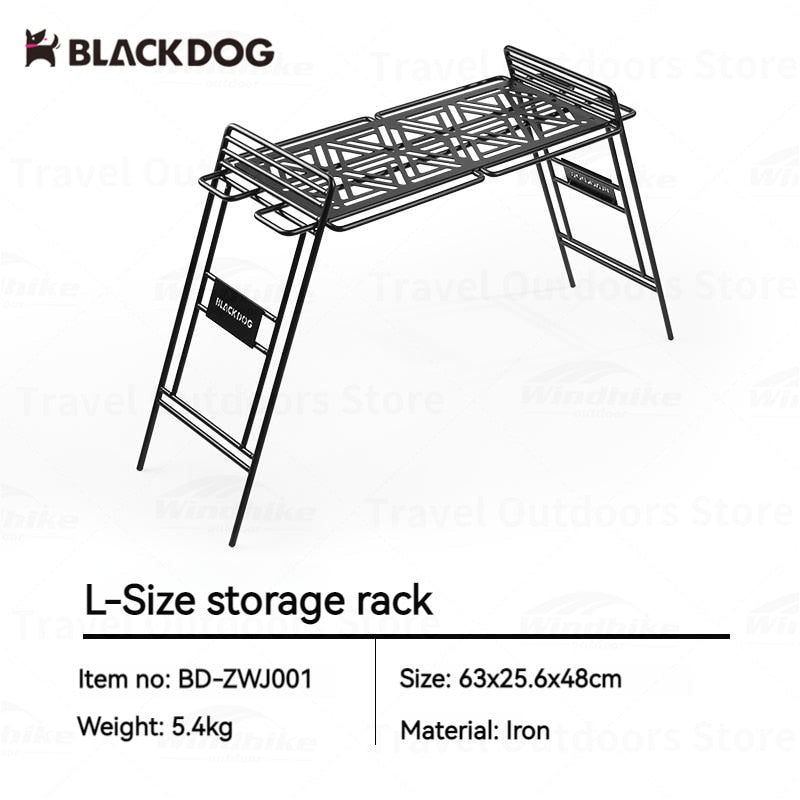 BLACKDOG Black Metal Storage Rack Shelf Portable Outdoor Camping ...