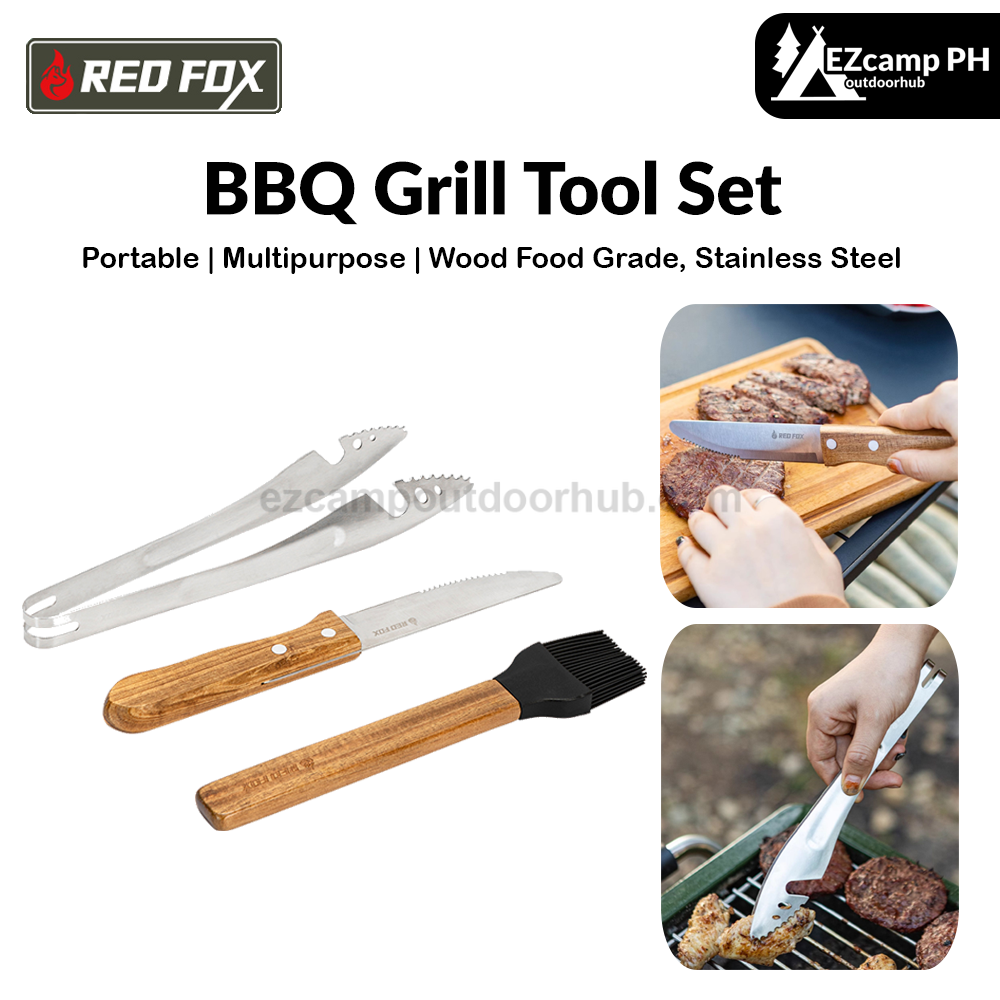Redfox BBQ Grill Tool Set Portable Lightweight Multipurpose Knife Tong ...