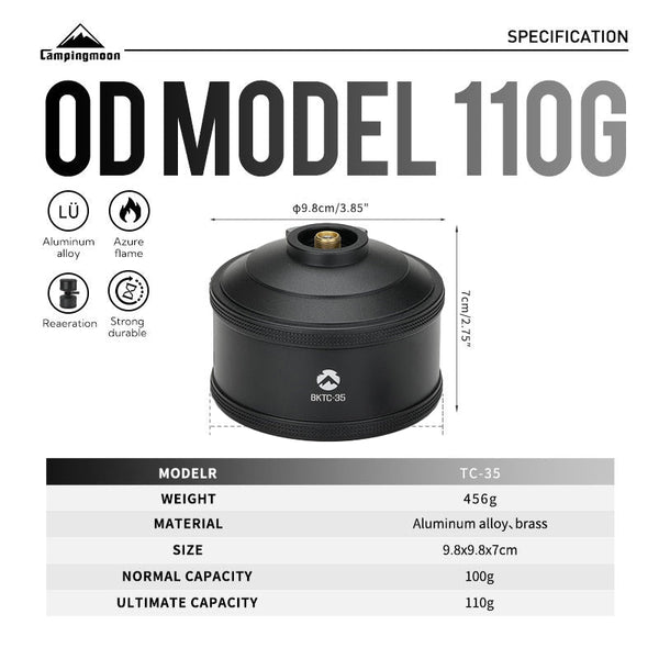CAMPINGMOON TC-35 Refillable Empty Screw Type Butane Canister 110g ...