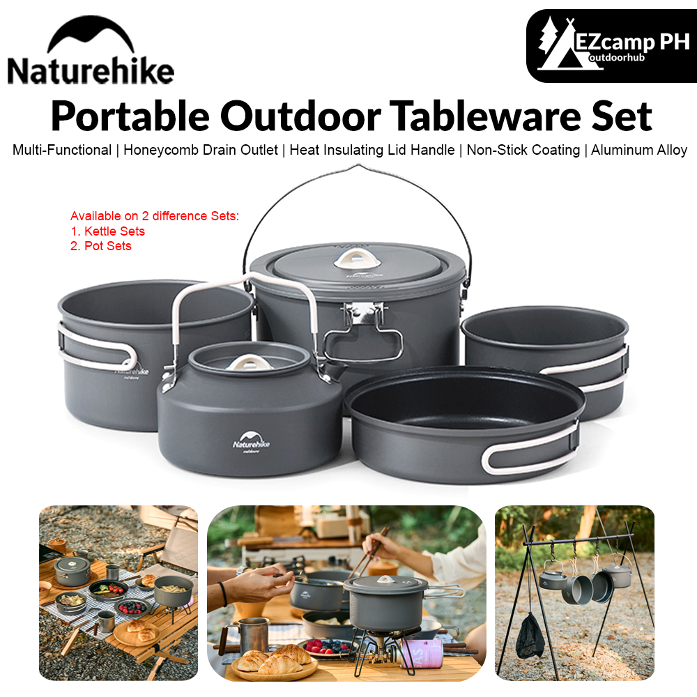Naturehike Portable Outdoor Tableware Set 4 in 1 Aluminum Alloy Pot ...