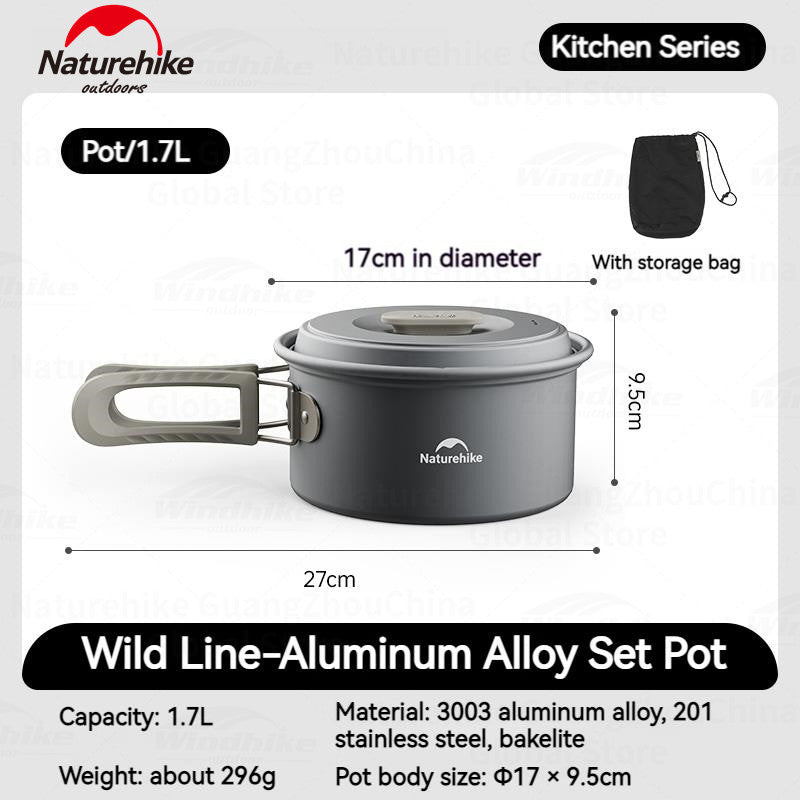 Naturehike Aluminum Alloy Set Pots Portable Lightweight Tableware Pot ...