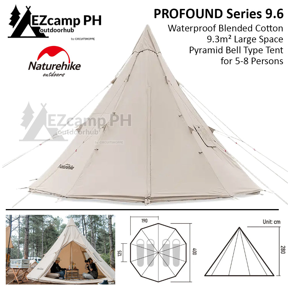 Naturehike PROFOUND Series 9.6 Cotton Pyramid Camping Glamping Tent ...