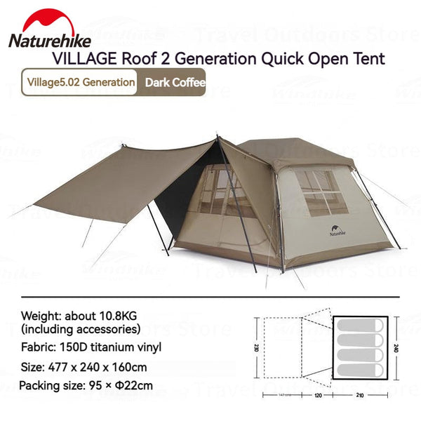 Naturehike VILLAGE 5.0 Gen 2 Automatic Tent Fast Build Cabin Style 5m² – EZcamp Outdoorhub QC Branch